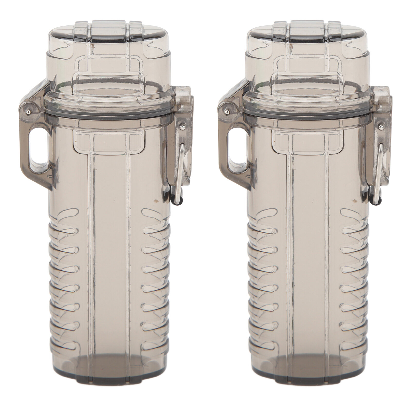 2Pcs Lighter Case Waterproof Storage Container Plastic for Outdoor Camping Hiking Transparent Black