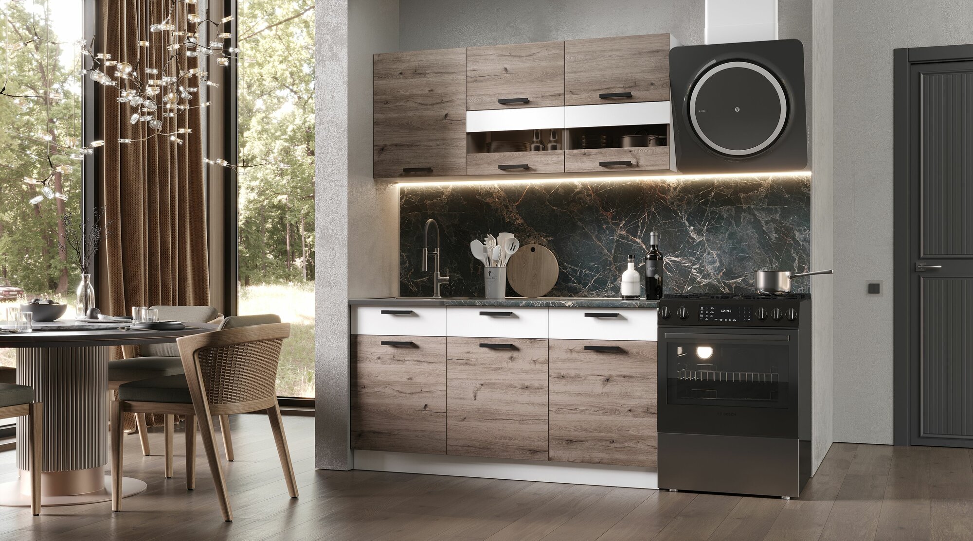 Кухонный гарнитур Эра 1,5м Дуб Горный