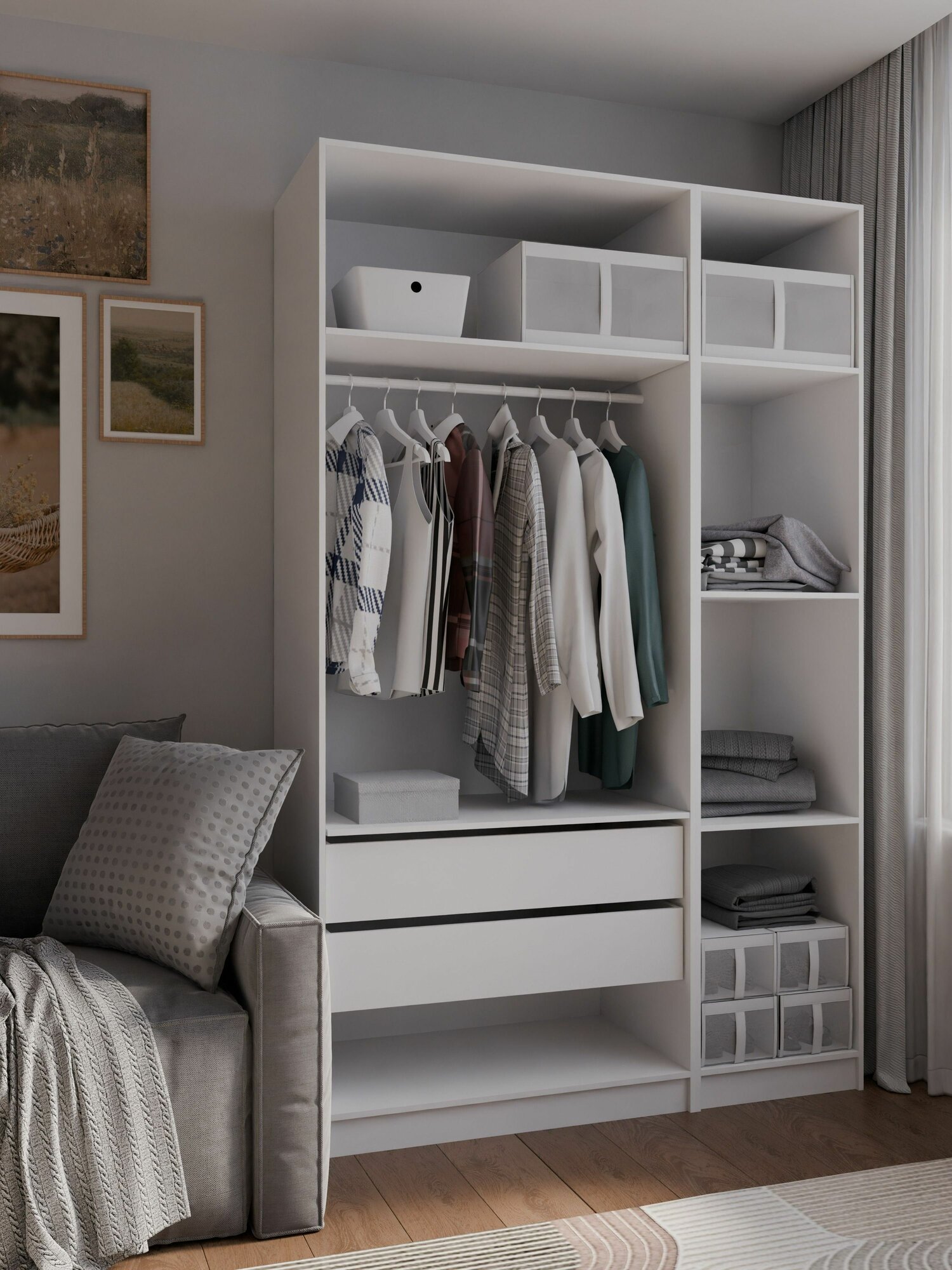 Гардеробная система хранения без дверей пакс (PAX IKEA) 125х58х236 см, комбинация 58