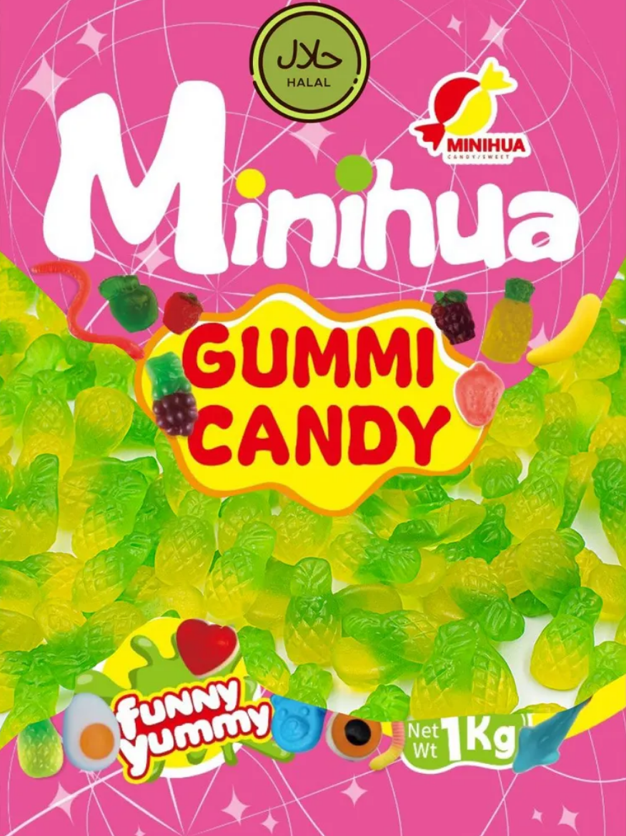 Мармелад MINIHUA "Ананас", 1000г, без ГМО, халяльный, фигурный