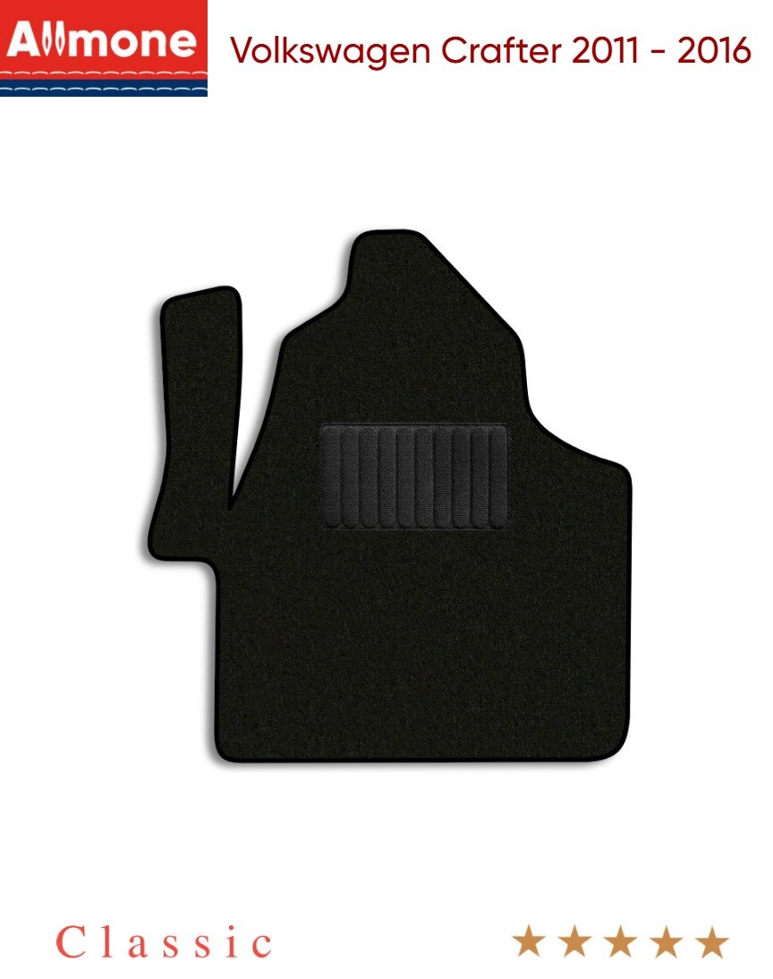 Коврик автомобильный для Volkswagen Crafter 2011 - 2016, водительский, черный, Классик, 1шт / Фольксваген Крафтер