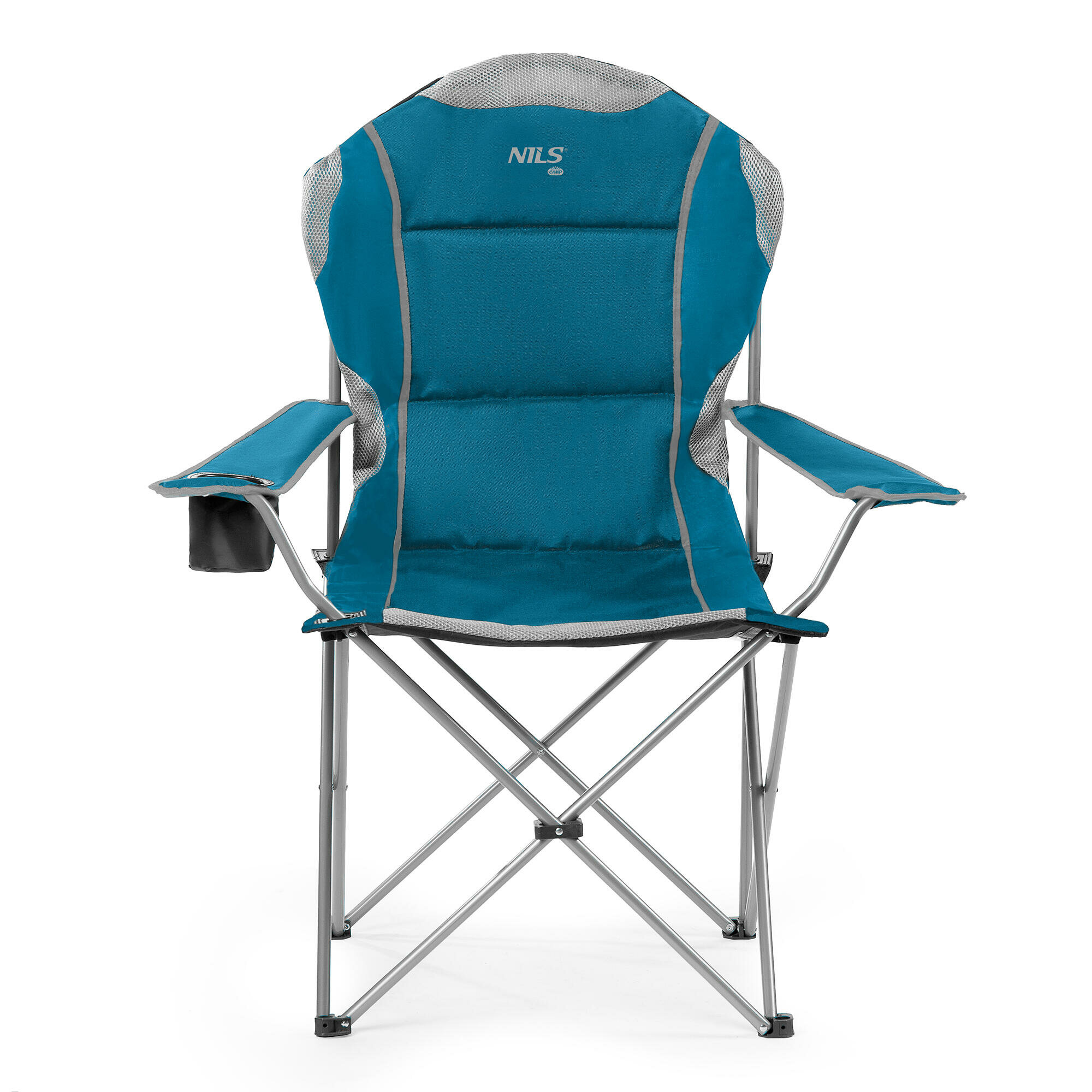 Decathlon Складное туристическое кресло Nils Camp NC3080, из стали, 600D Oxford, до 130 кг, серый/синий