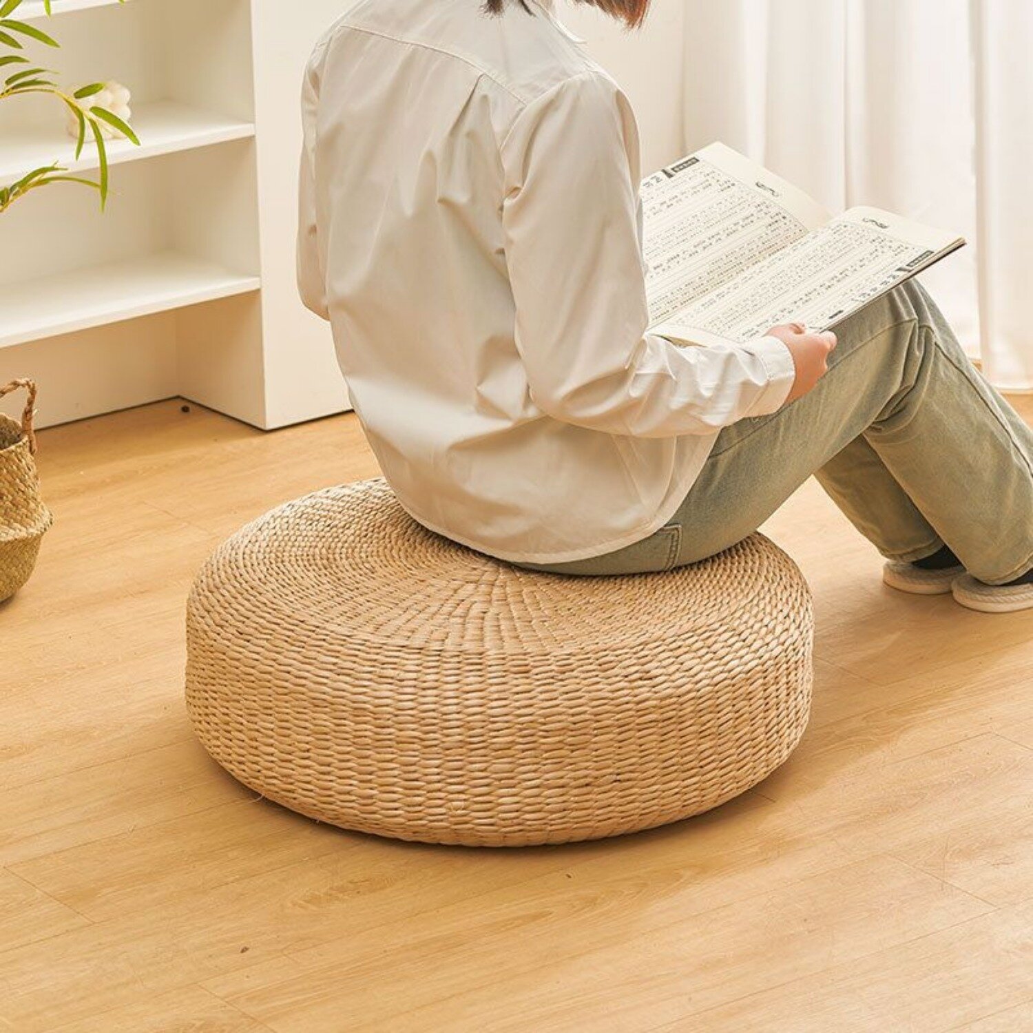 Подушка-татами, плетеная, экологичная, ручная работа, для медитации