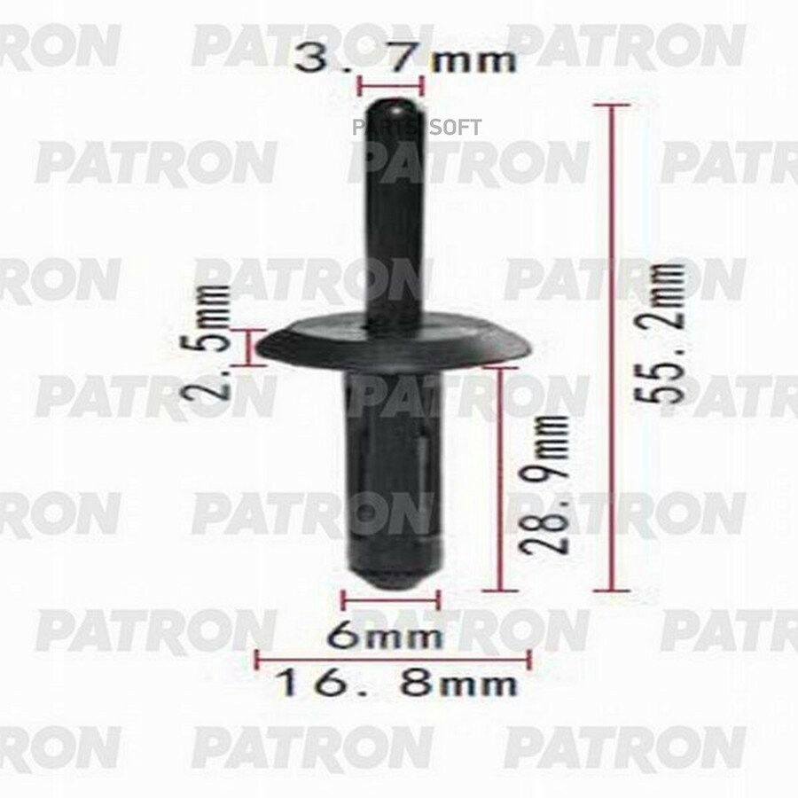 Заклепка Chrysler, Ford, GM применяемость: заклёпка пластиковая PATRON P37-0712 | цена за 1 шт