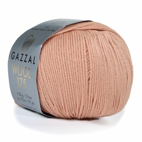 Пряжа Gazzal Wool 175 цвет 345 пудра (50г/175м, упаковка 5 мотков)