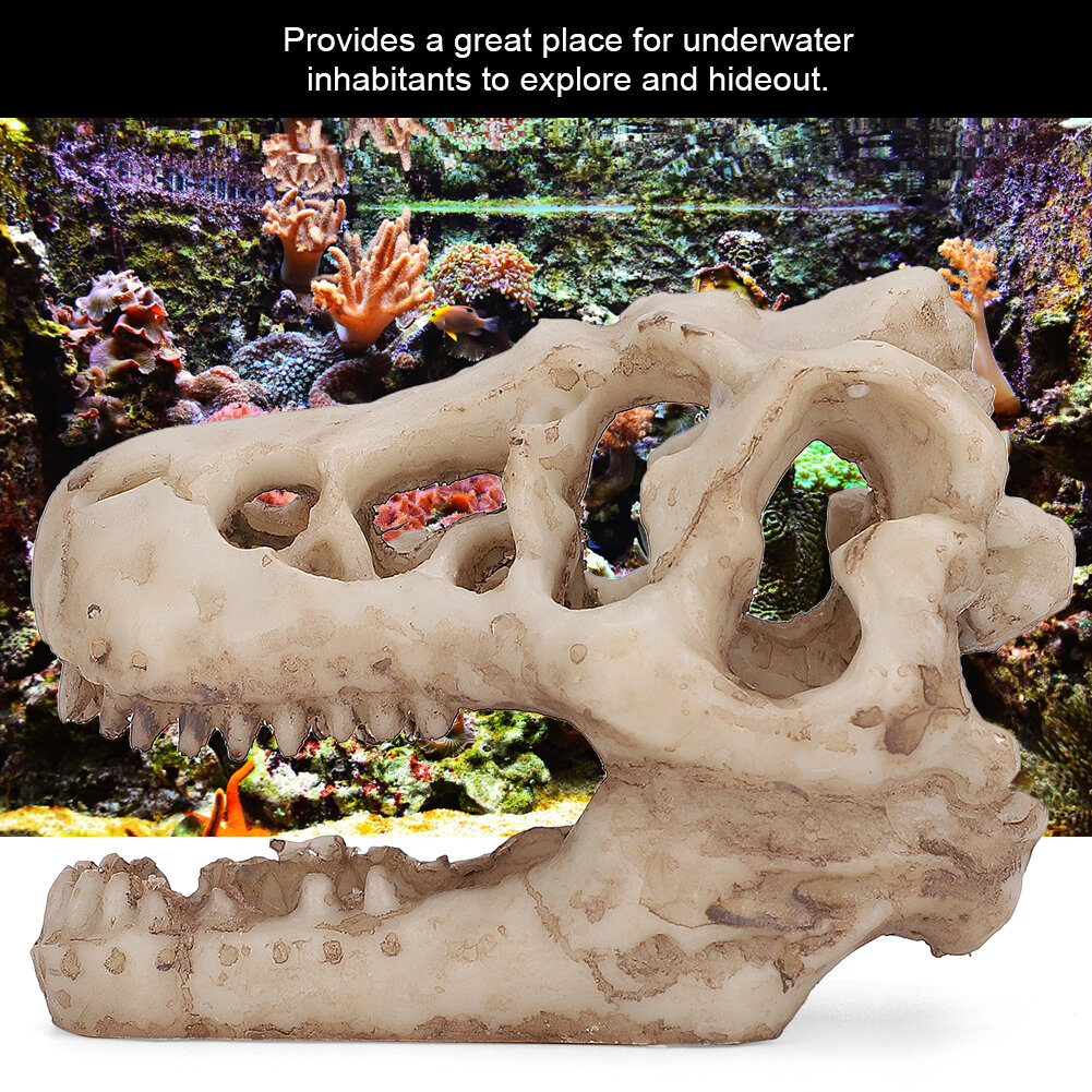Декор для аквариума, искусственная имитация черепа динозавра, украшение для водных растений, пейзаж