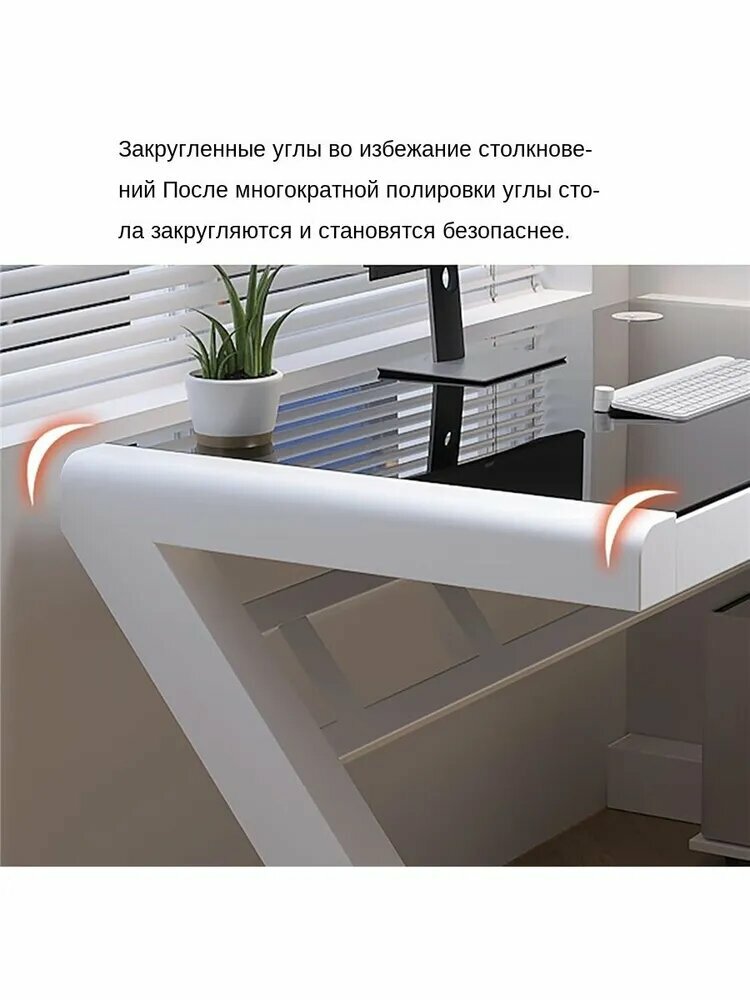 Компьютерный стол, письменный стол, черный, закаленное стекло, 80х50х75см — фото 1