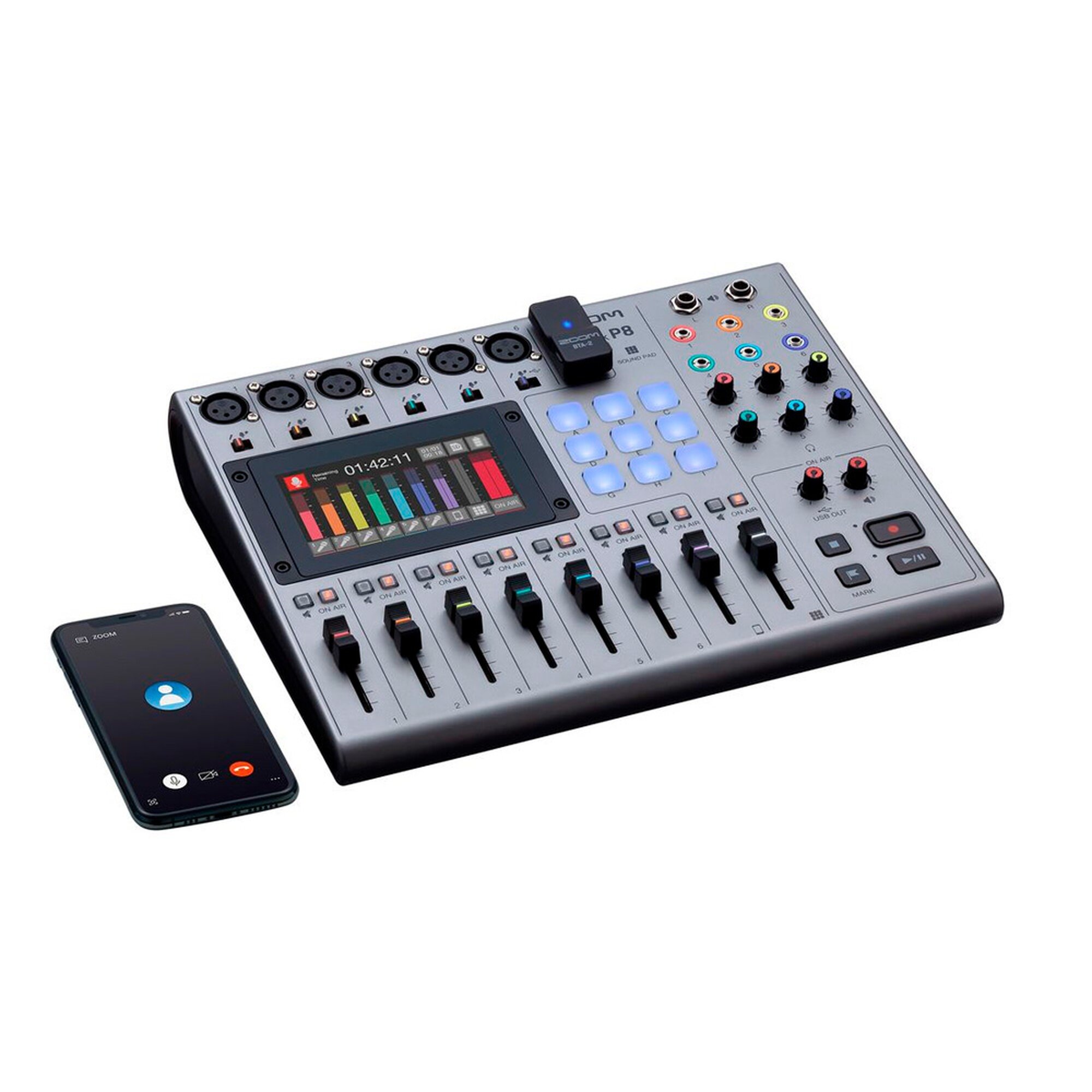 Zoom P8 аудиорекордер для подкастов, подключение к телефону, 512 Гб