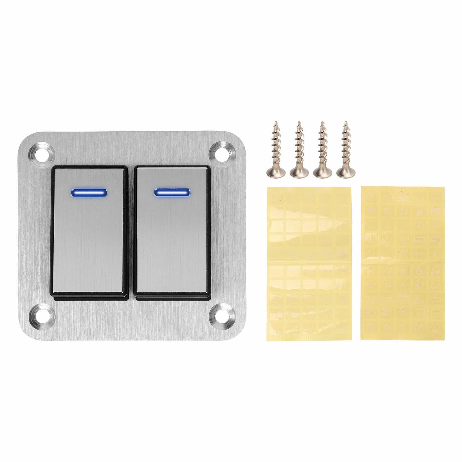 2-банд панель переключателя, синий LED, 12/24В, водозащита, алюминий, для авто/лодки