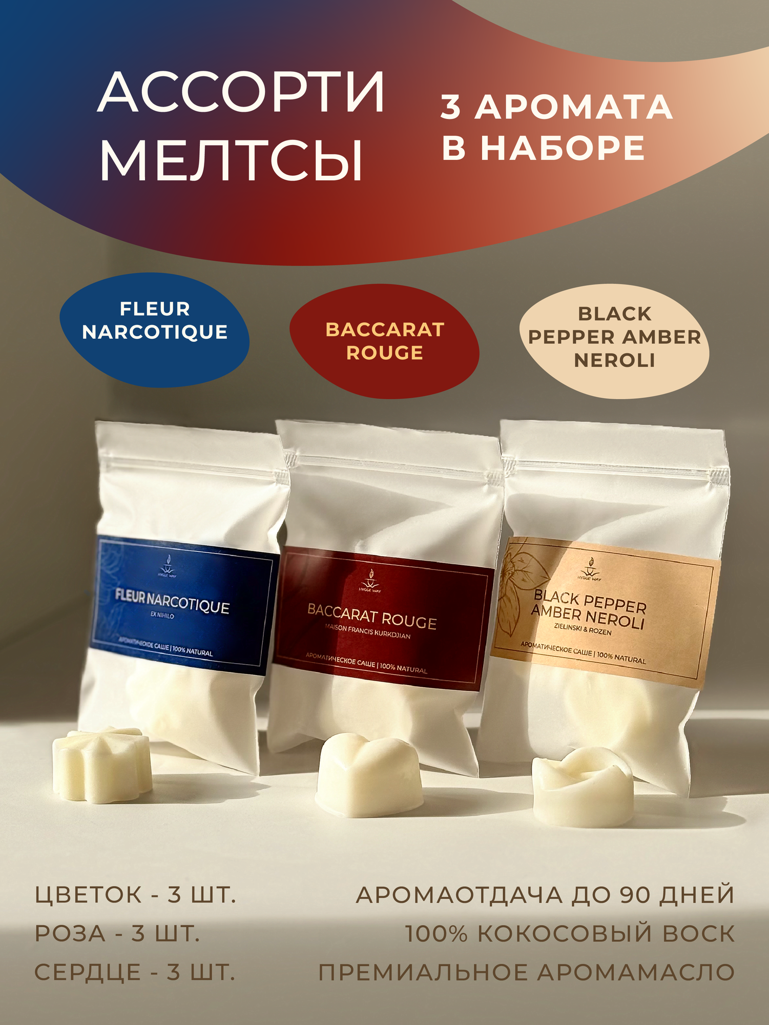 Саше для шкафа и белья ароматическое "Hygge Way". Ароматизатор в шкаф и мелтсы для одежды "Ассорти АСМ-10"