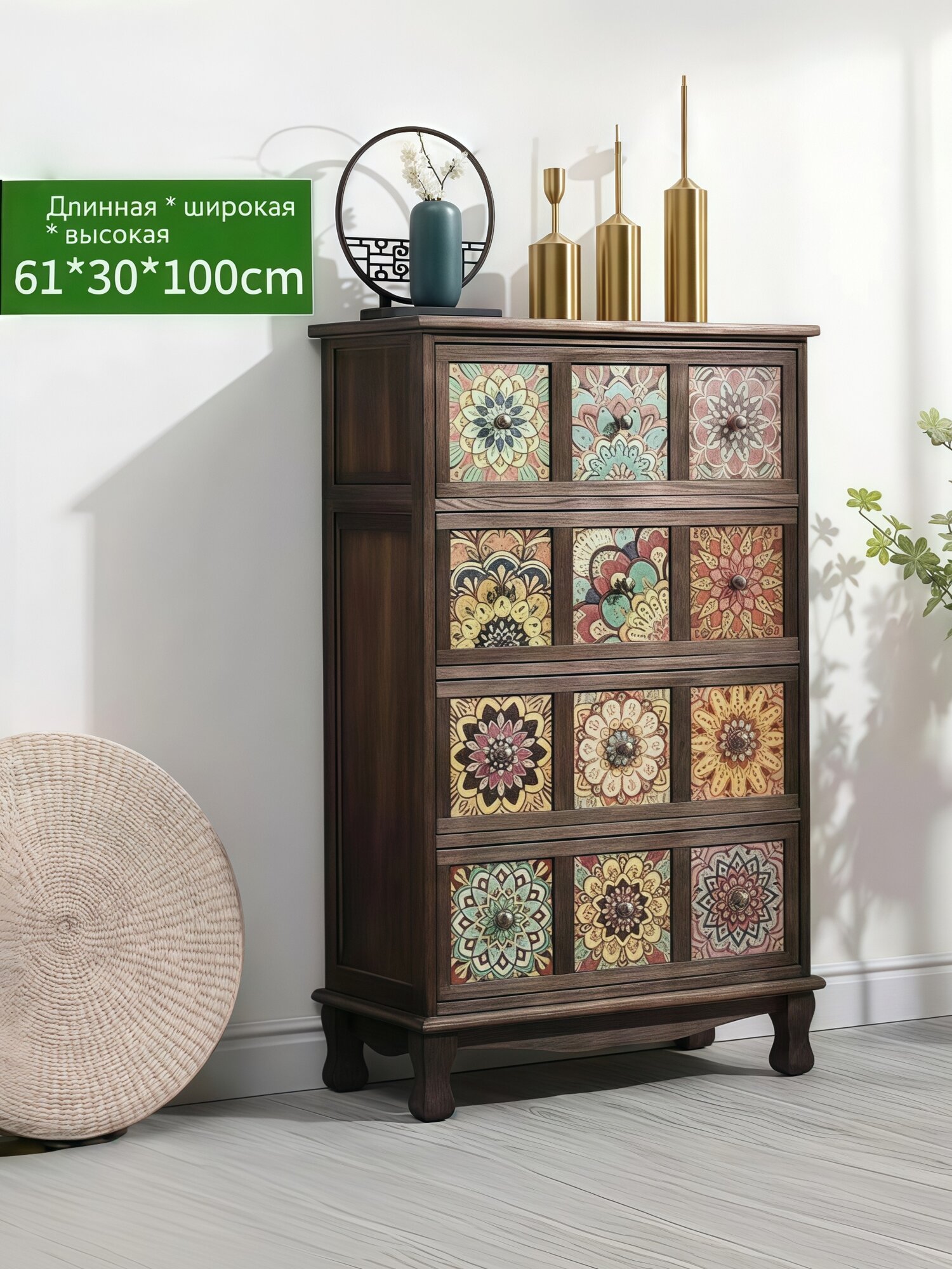 Запирающиеся шкафчики из массива дерева в европейском стиле в стиле ретро, окрашенные балконные запирающиеся шкафчики