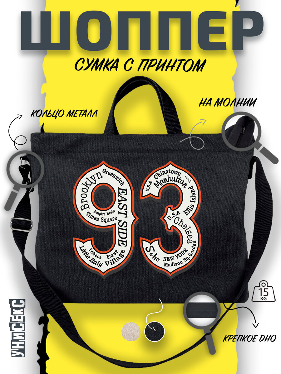 Сумка  шоппер y2k через плечо Нью Йорк номер 93