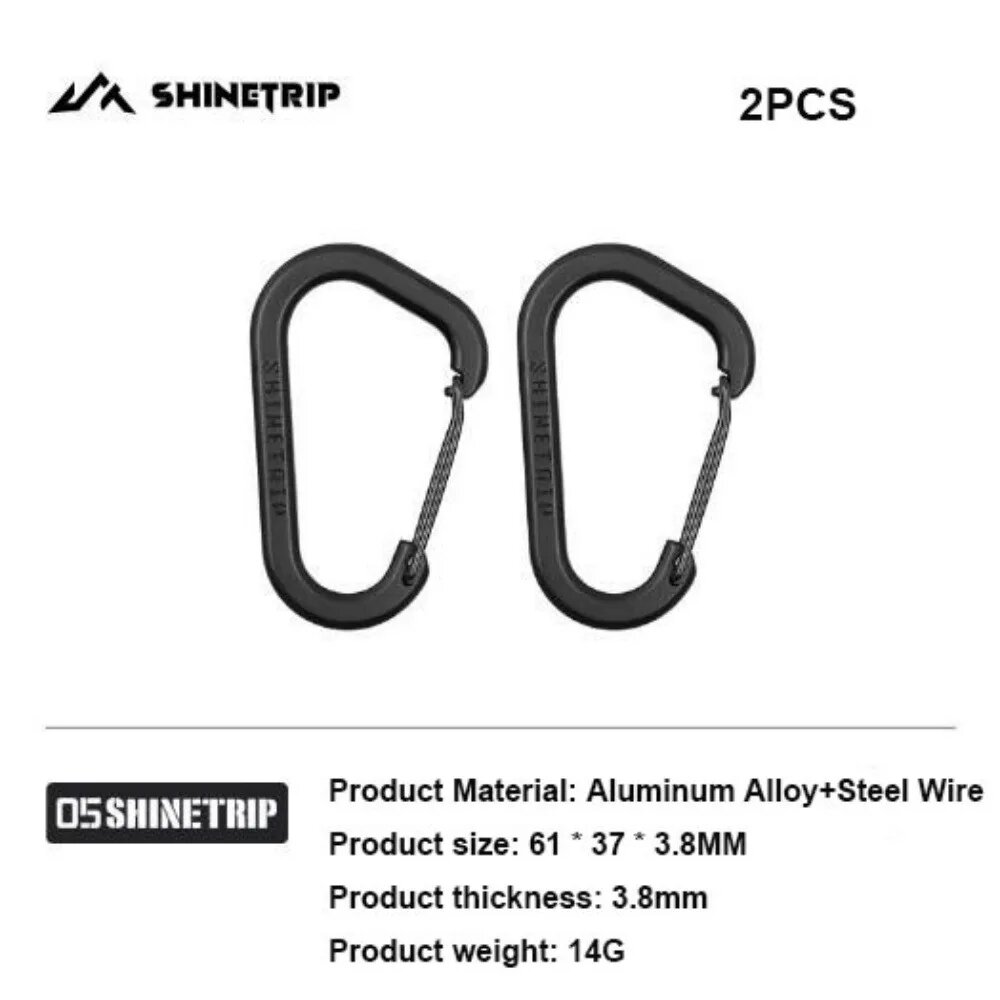 Два пружинных карабина из нержавеющей стали черного/серого цвета Black