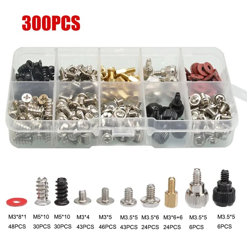Набор винтов для ПК из нержавеющей стали 228 шт 300pcs