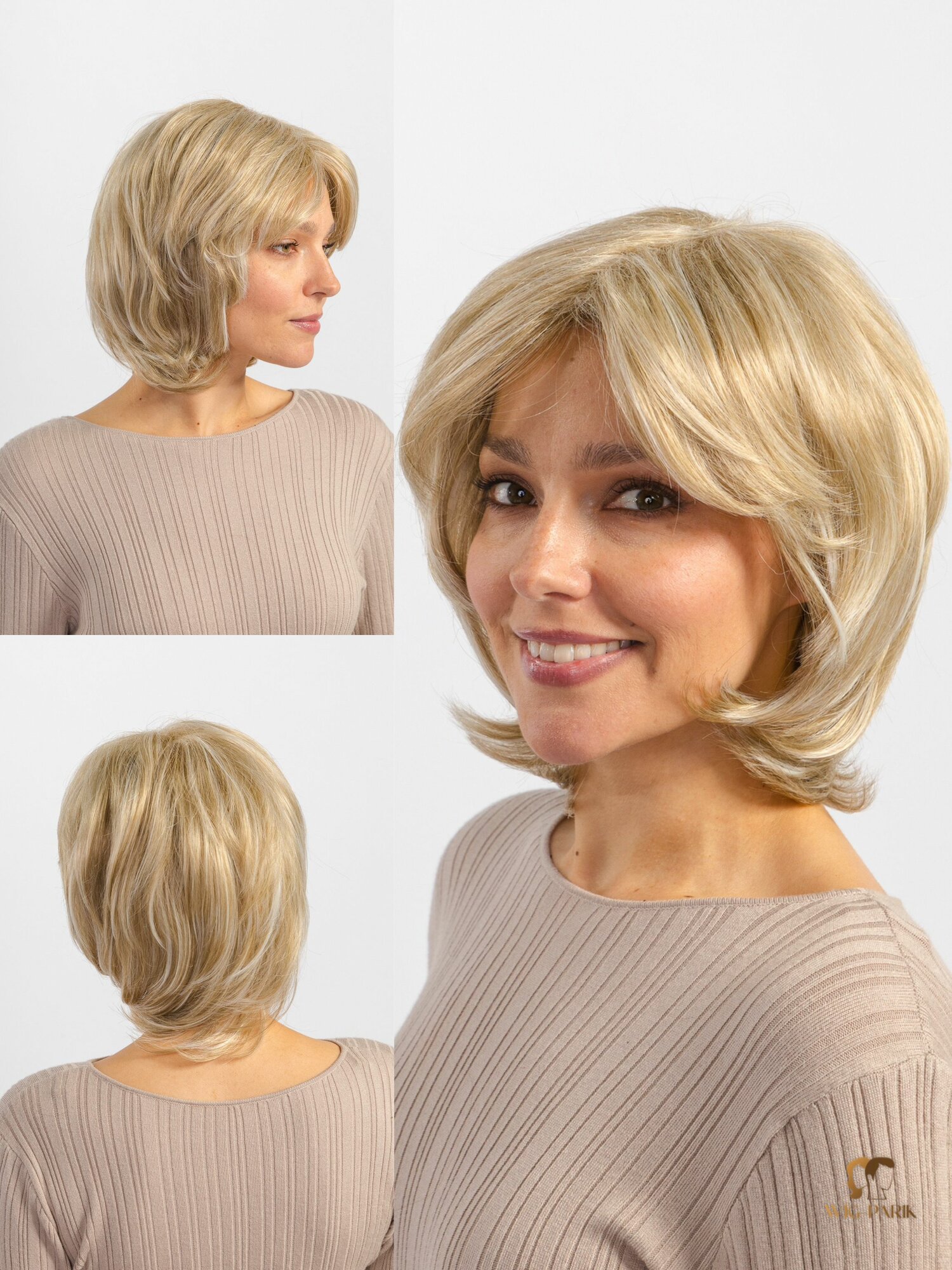 Парик женский блонд короткий с челкой, натуральный объем