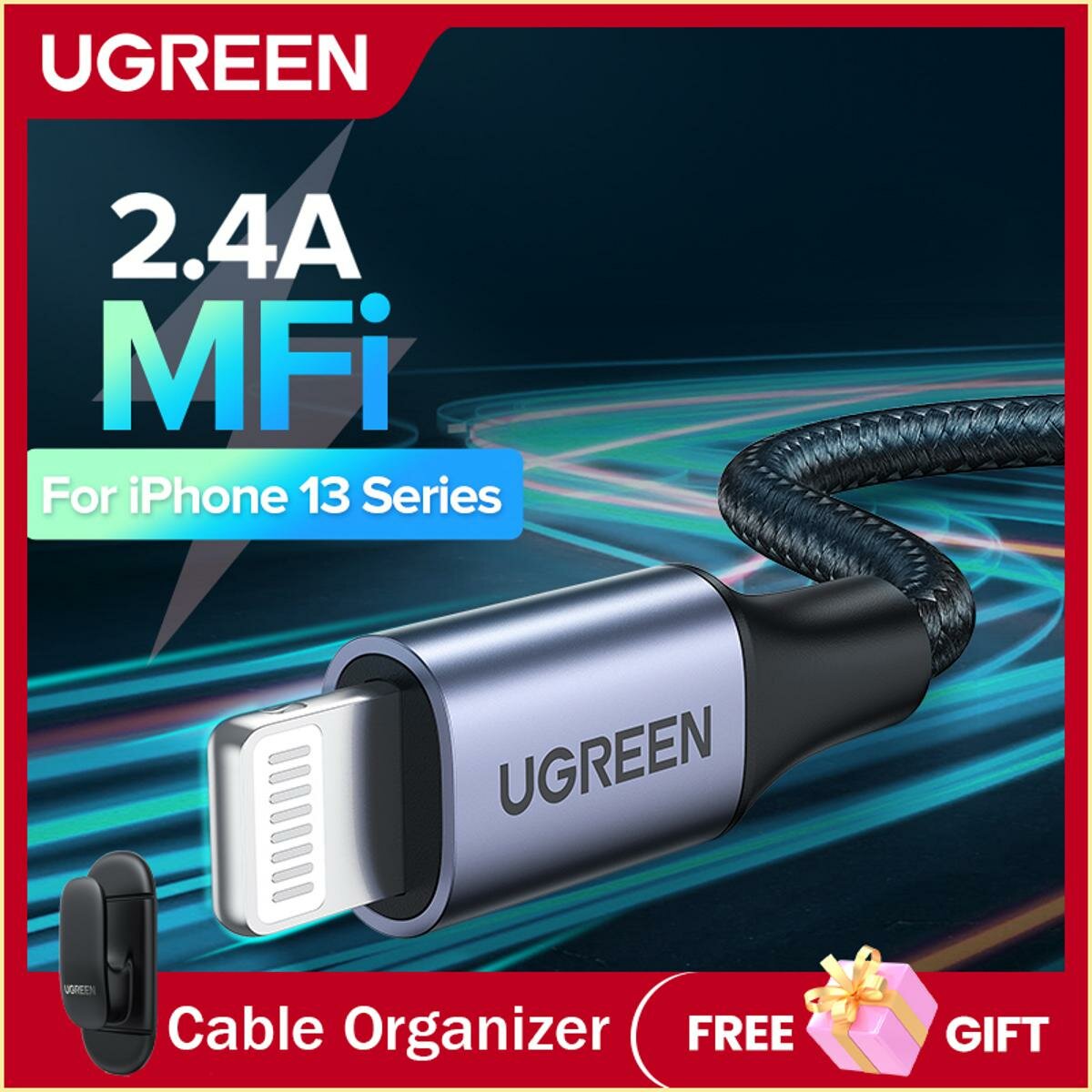 [Сертифицировано Apple MFi] Кабель Ugreen USB Lightning Кабель Apple Data Charge для iPhone 13, 12 Min 12 Pro Max X XR 1
