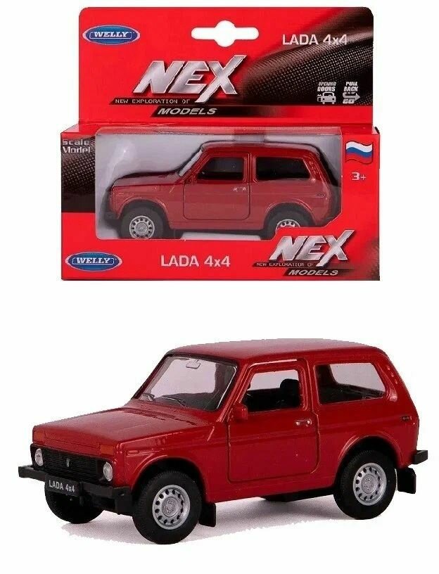 Игрушка модель машины 1:38 Lada Niva Нива пруж. мех. WELLY красная