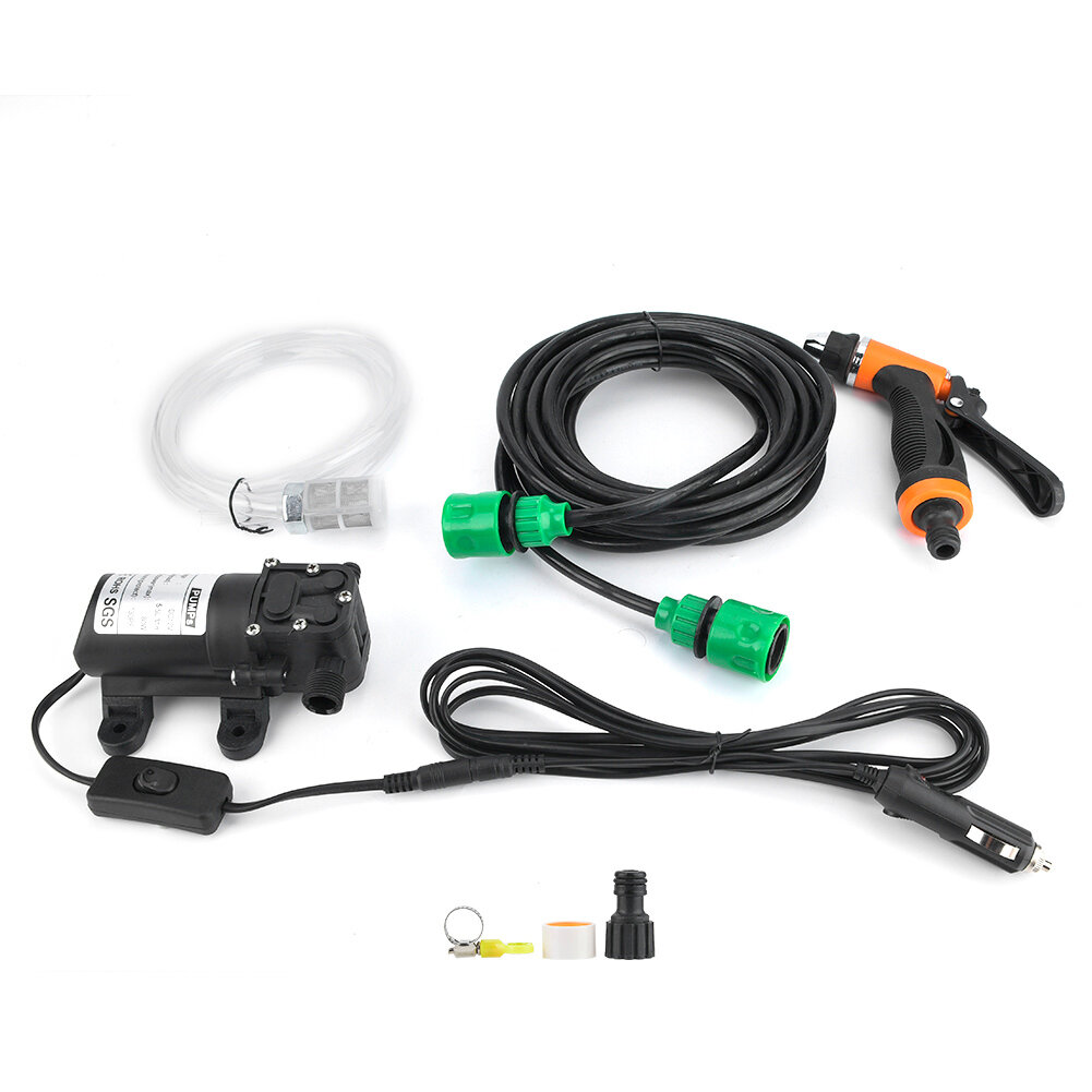 Электрический насос для мойки автомобилей 12 В, комплект для очистки пистолета с ниппельным соединителем.