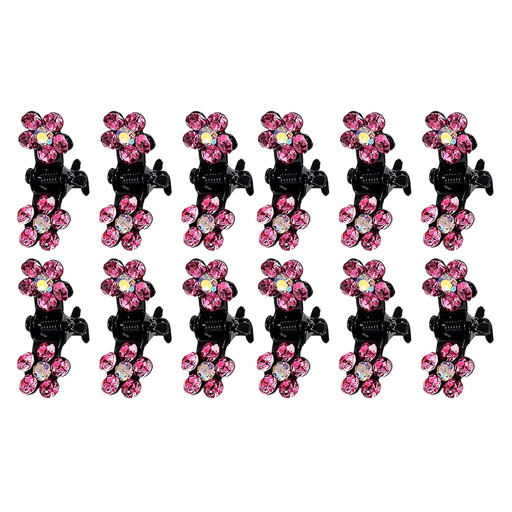 12 шт. заколок для волос со стразами, цветами, кристаллами, нескользящей ручкой, мини-заколки для волос, аксессуары для свадебных волос, заколки для танцев и вечеринок