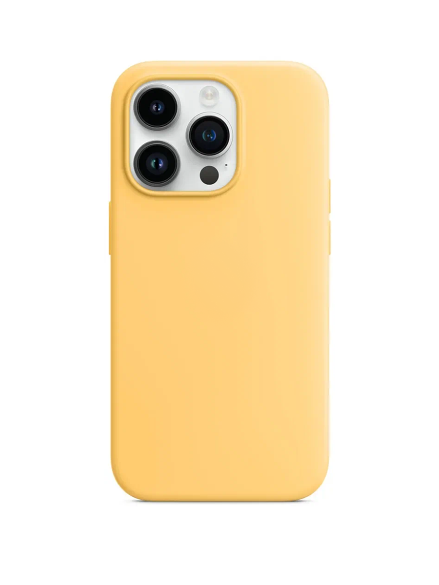 Чехол силиконовый Магсейф для iPhone 14 Pro Max Sunglow с анимацией NFC, Silicone case Магсейф для айфон 14 Про Макс - Лимонный