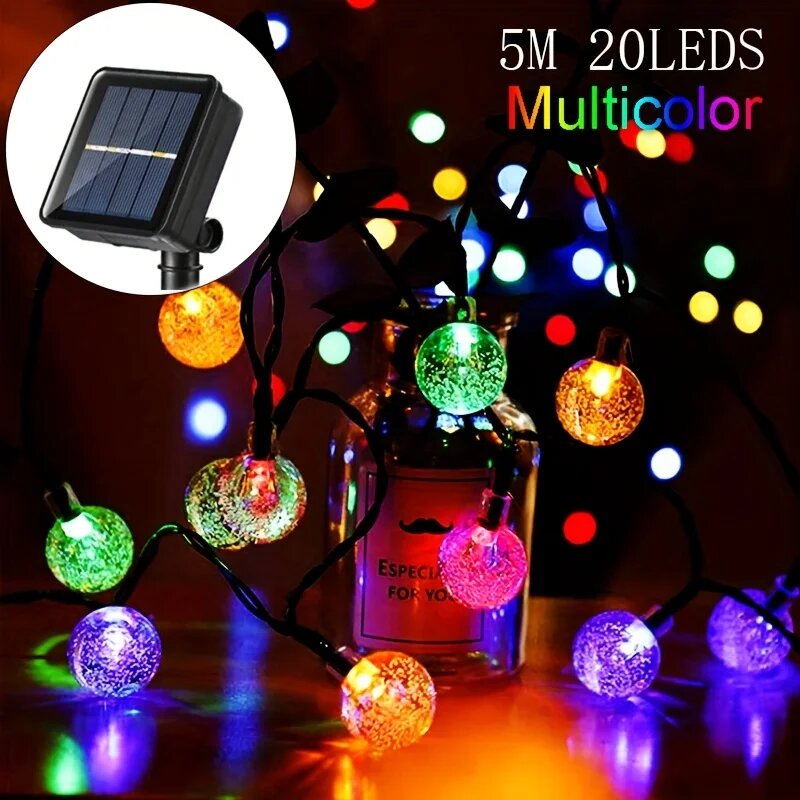 Солнечные гирлянды Hoopet 20/50/100 LED, теплый белый свет, changeable, 16.5FT 20LED 8 MODE