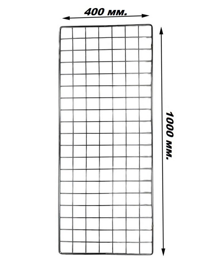 Сетка хромированная 1000х400мм. Толщина окантовки 7 мм, внутреннего прутка - 3,5 мм. Размеры ячеек 50х50 мм.- 2 шт.