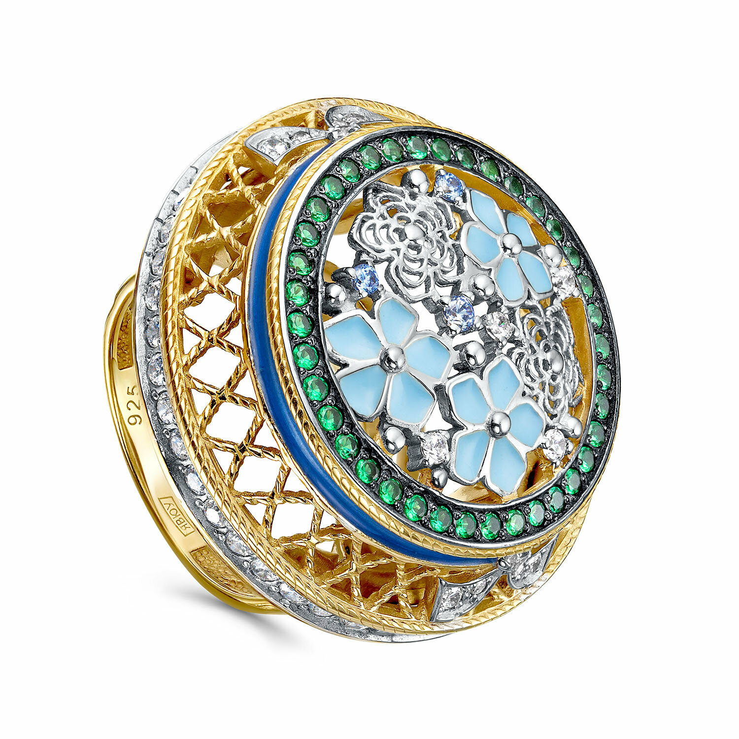 Кольцо, серебро, 925 проба, фианит