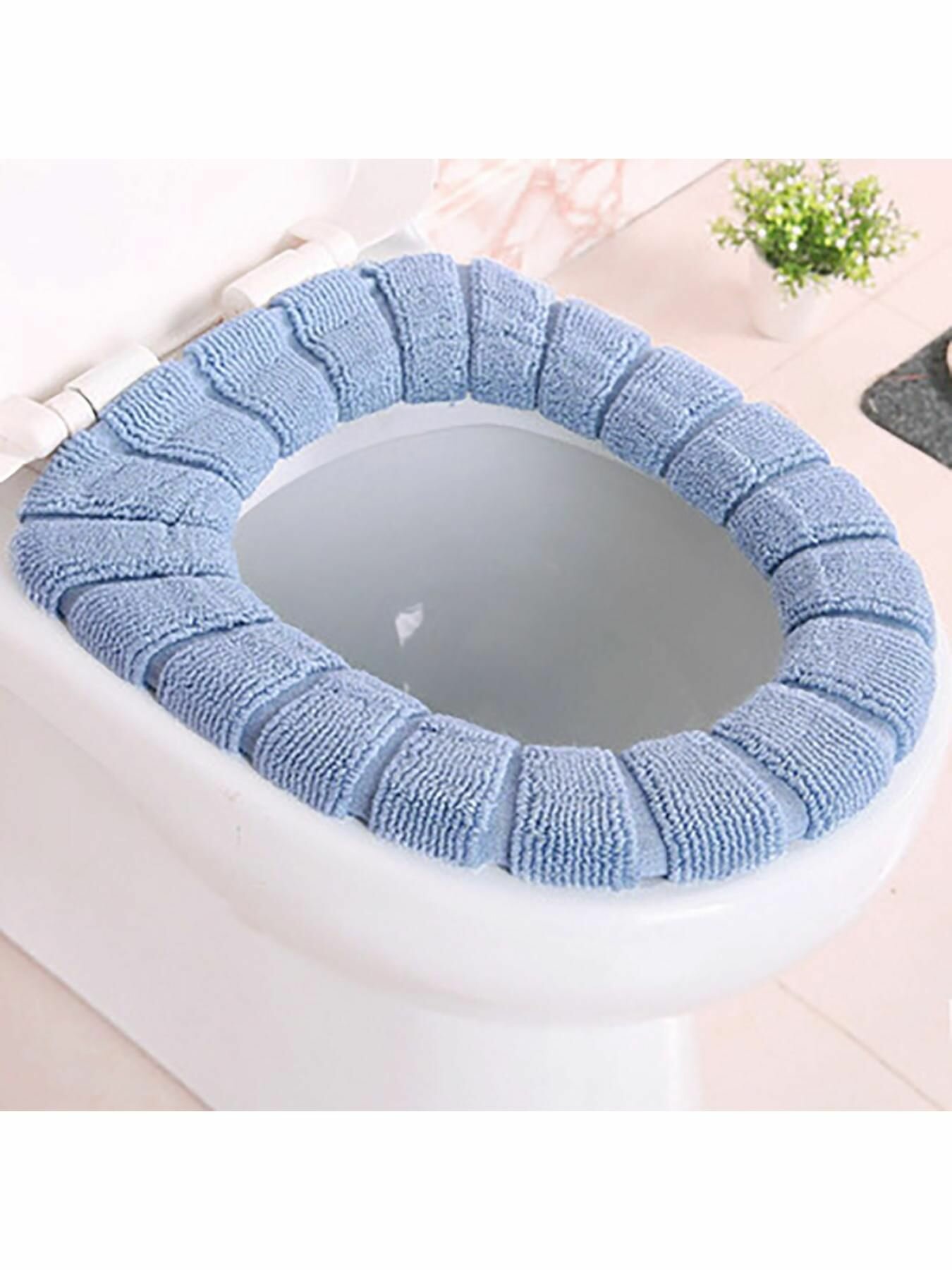 Зимнее теплое сиденье для унитаза, Вязаный чехол на сиденье унитаза, Бытовое использование, мягкая грелка-чехол,1 шт