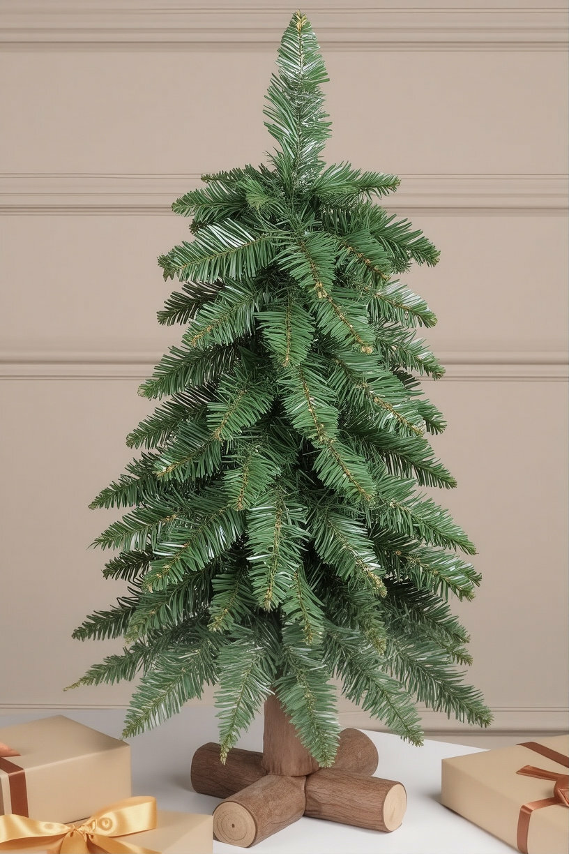 Настольная елка Альпина Wood 60 см, ПВХ, с деревянной подставкой, Винтер Деко (Winter Deco) 2000147