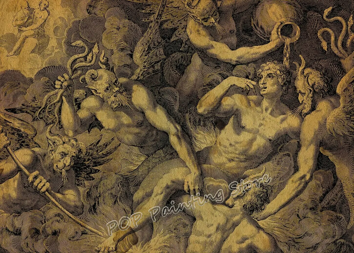 Gothic Wall Art Canvas Print Vintage Macabre Occult Witches Demons Devil Hell Imagery Religious Artwork Dark Decor Home Decor