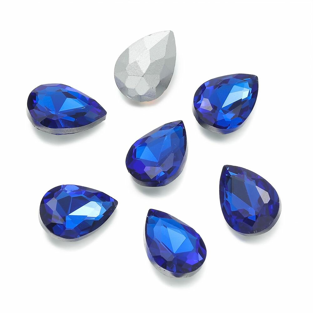 Светло-голубые стеклянные кристаллы капля 14х10 мм, 10 шт для декора, фетр, скрапбукинга, украшений бижутерии, рукоделия DIY