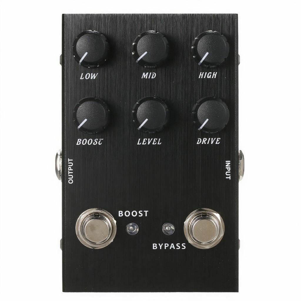 Эффектная портативная гитарная педаль Distortion с регулировками LOW/MID/HIGH Frequency, Boost Level, Drive для электрогитары - EXTREME, изготовленная