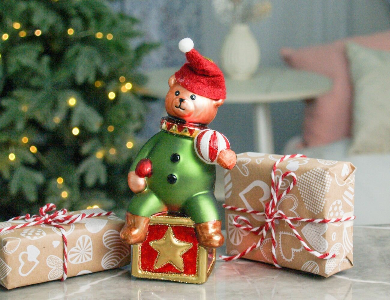 Ёлочная игрушка мишка циркус, стекло, 17 см, Винтер Деко (Winter Deco) 5010026