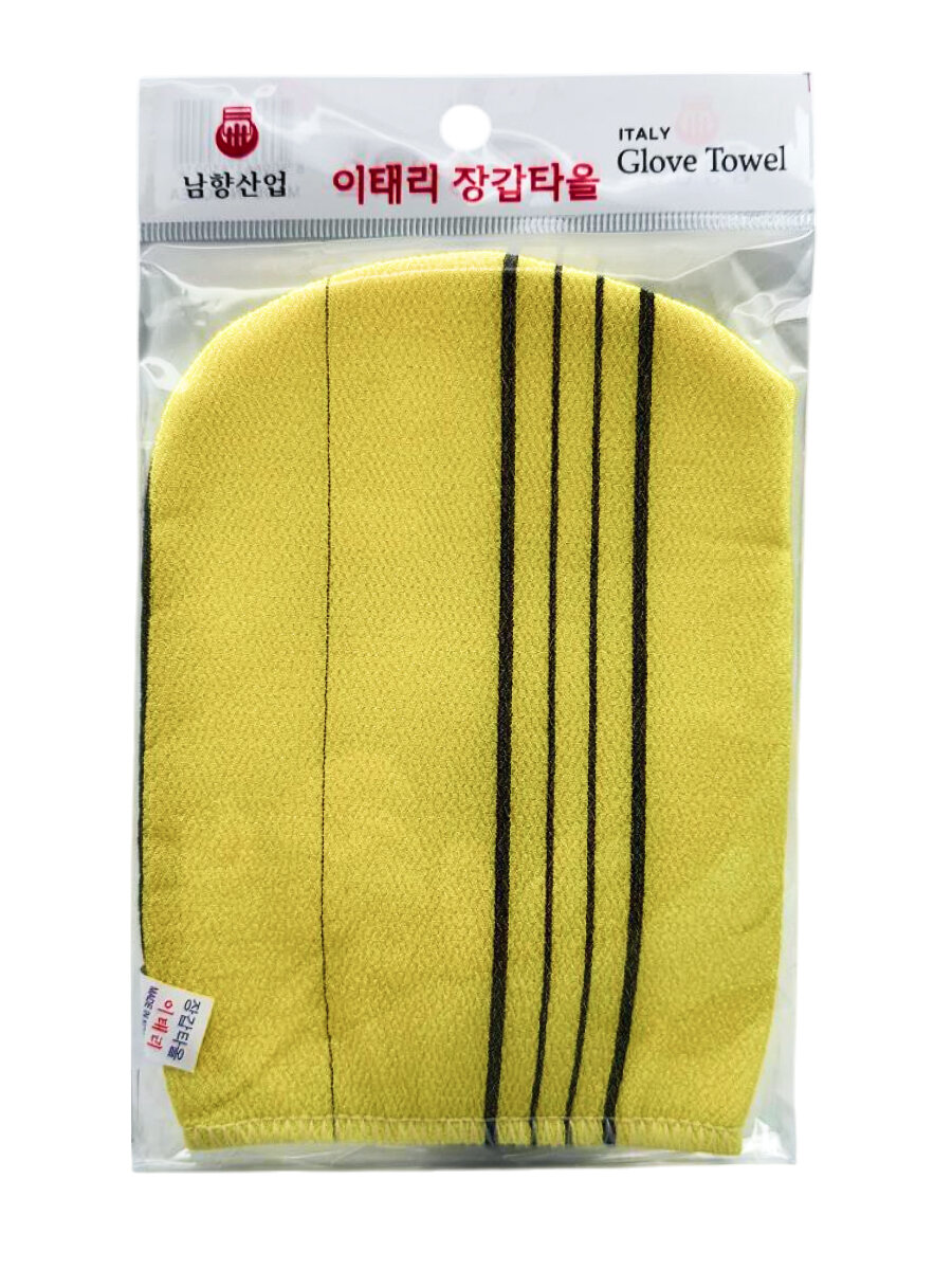 Bath Towel Мочалка-варежка для душа с пилинг-эффектом, уплотненная, жёлтый