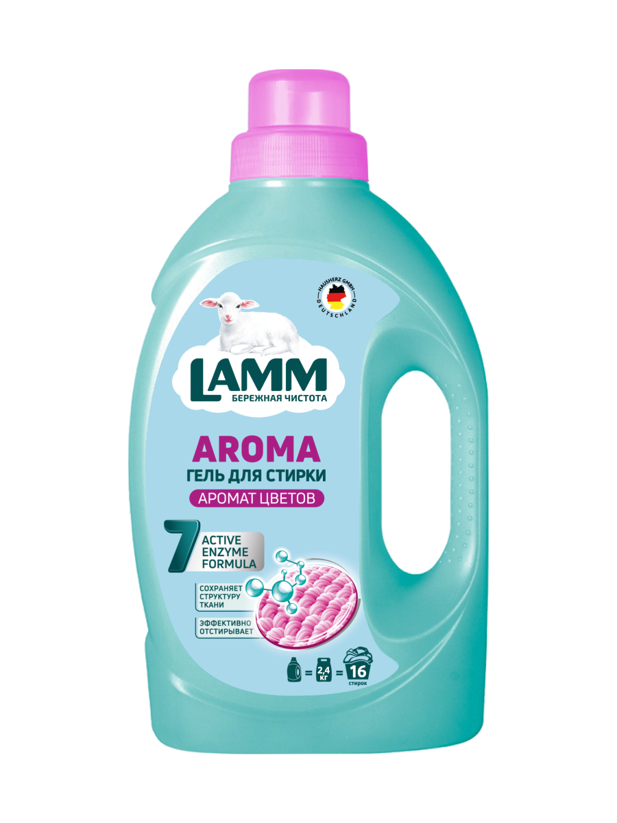 Гель для стирки Lamm Aroma, аромат цветов, 16 стирок, 1.04л
