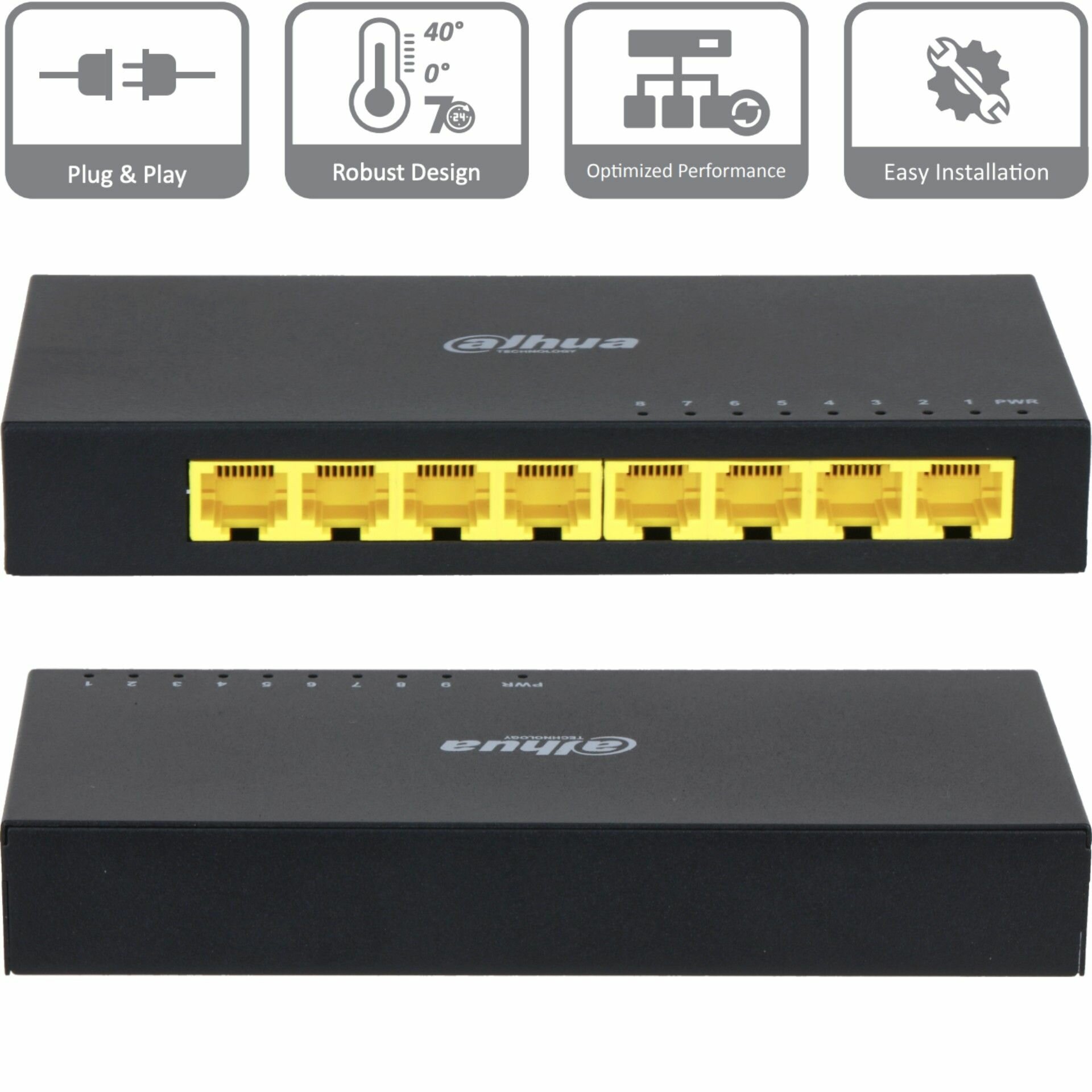 Коммутатор сетевой Dahua DH-PFS3008-8GT 8 портовый неуправляемый