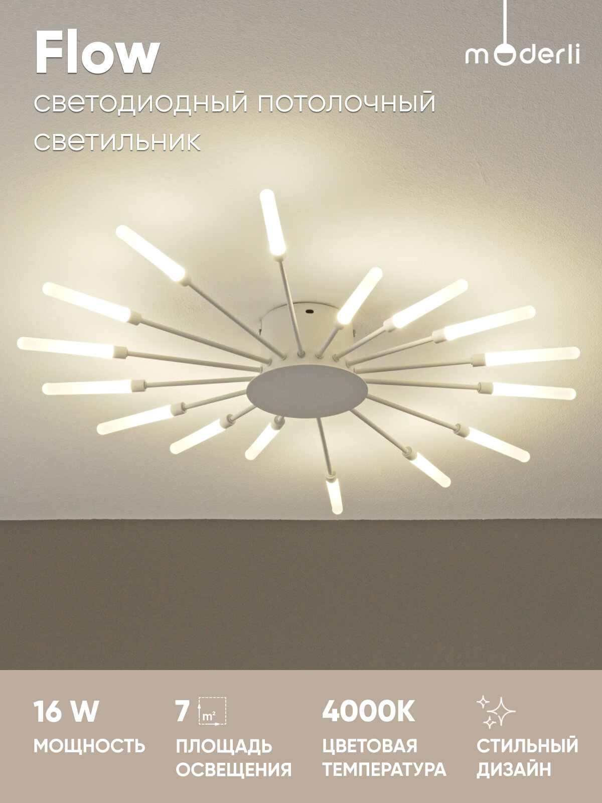 Светильник потолочный светодиодный Moderli V11461-CL Flow, белый