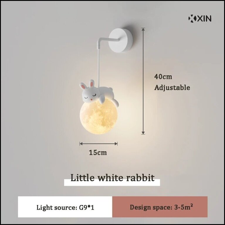 Настенные светильники XIUAN Белый медведь Белый кролик, 3 color temperature, White Rabbit, Белый