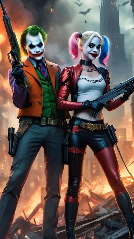 Алмазная Мозаика "Харли Квин И Джокер" MozArt / Вышивка Стразами 40x50 / Живопись, Художники