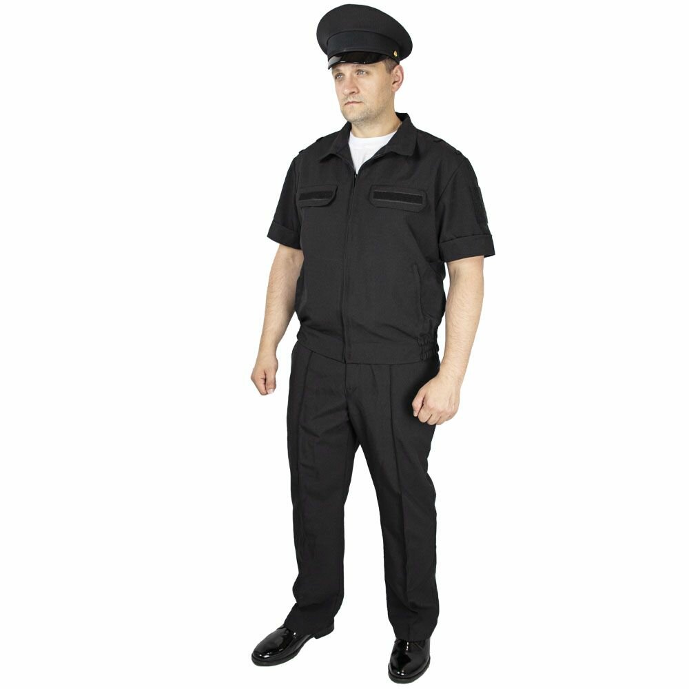 Костюм ВМФ военный летний короткий рукав офисный черный (форма Военно Морского Флота, Морской пехоты, Кадетских Классов и Суворовских Училищ). Ткань Рип Стоп