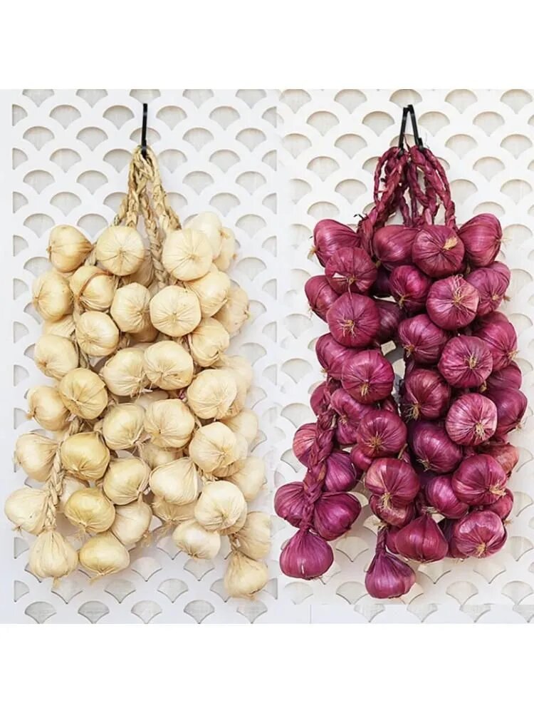 Чеснок в связке искусственный, муляж овощей, Фиолетовый, 1 связка 12 голов