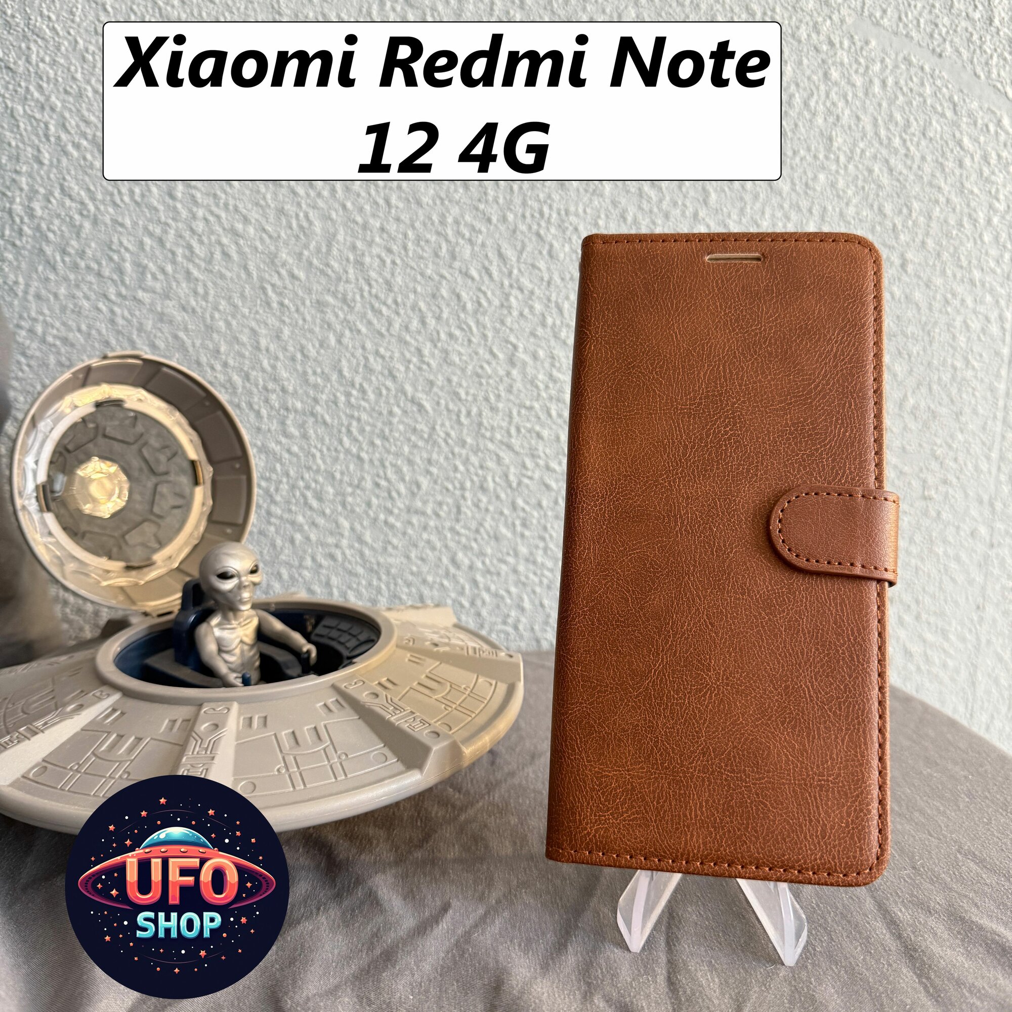 Чехол книжка для XIAOMI Redmi 12 Note 4g кожаный (Ксиами сяоми Редми 12 ноут 4G), 20000448, коричневый