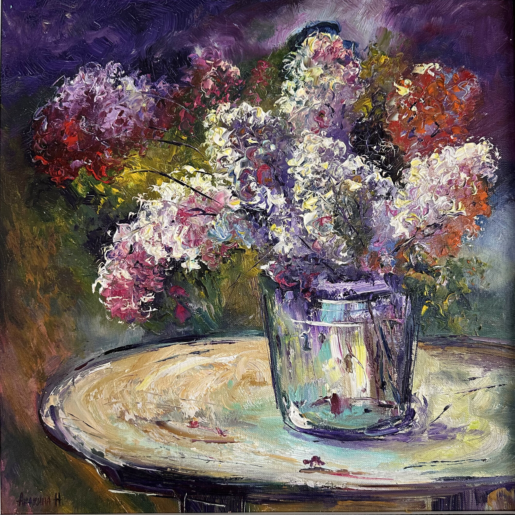 Картина "Майский вечер", холст, масло, 40/40 см, художник Наталья Акакина.