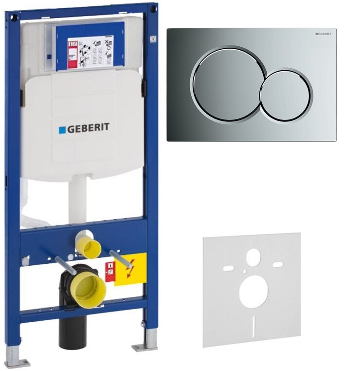 Система инсталляции для унитазов Geberit Duofix UP320 111.300.00.5 с кнопкой смыва хром, шумоизоляци
