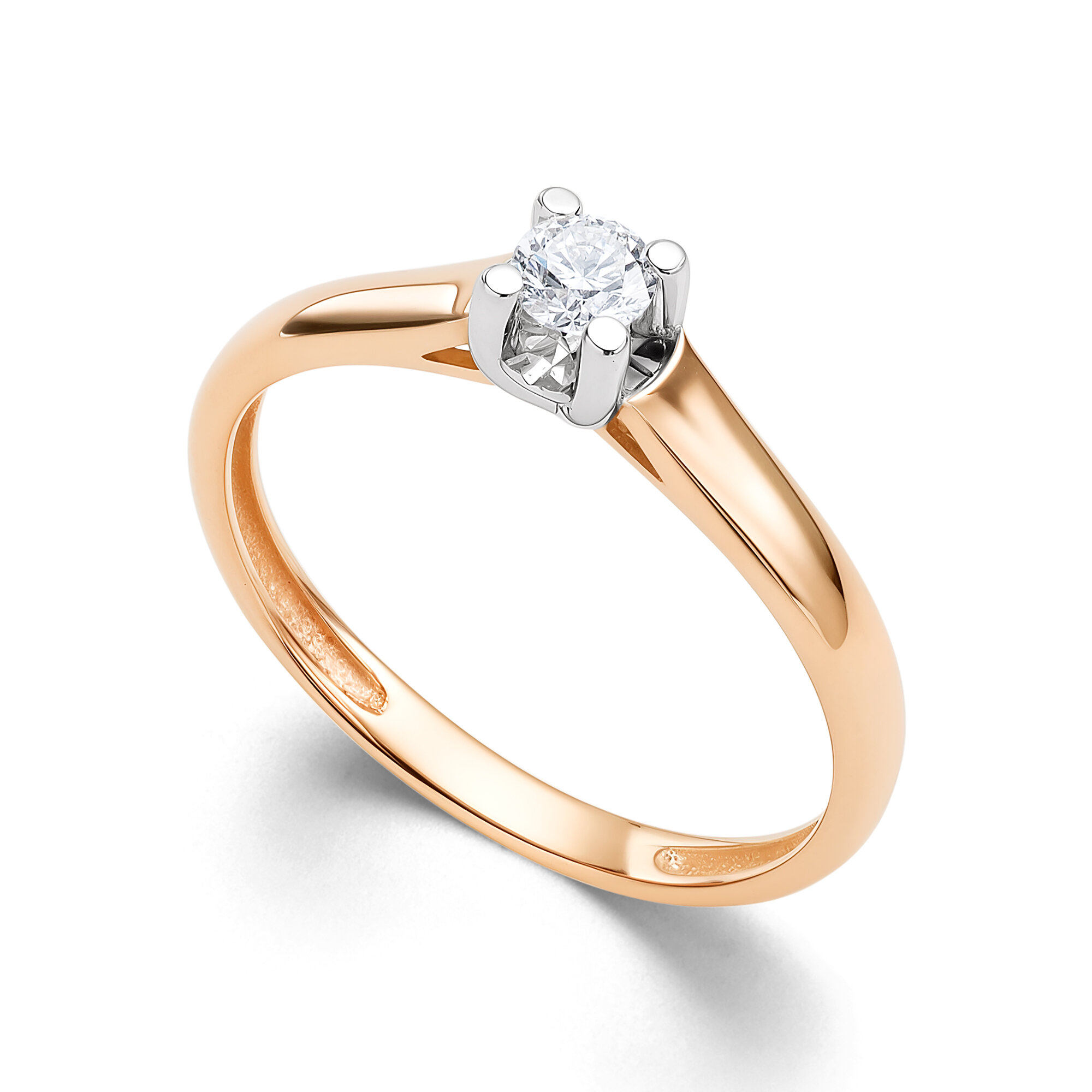 Кольцо помолвочное Diamant online, красное золото, 585 проба, бриллиант