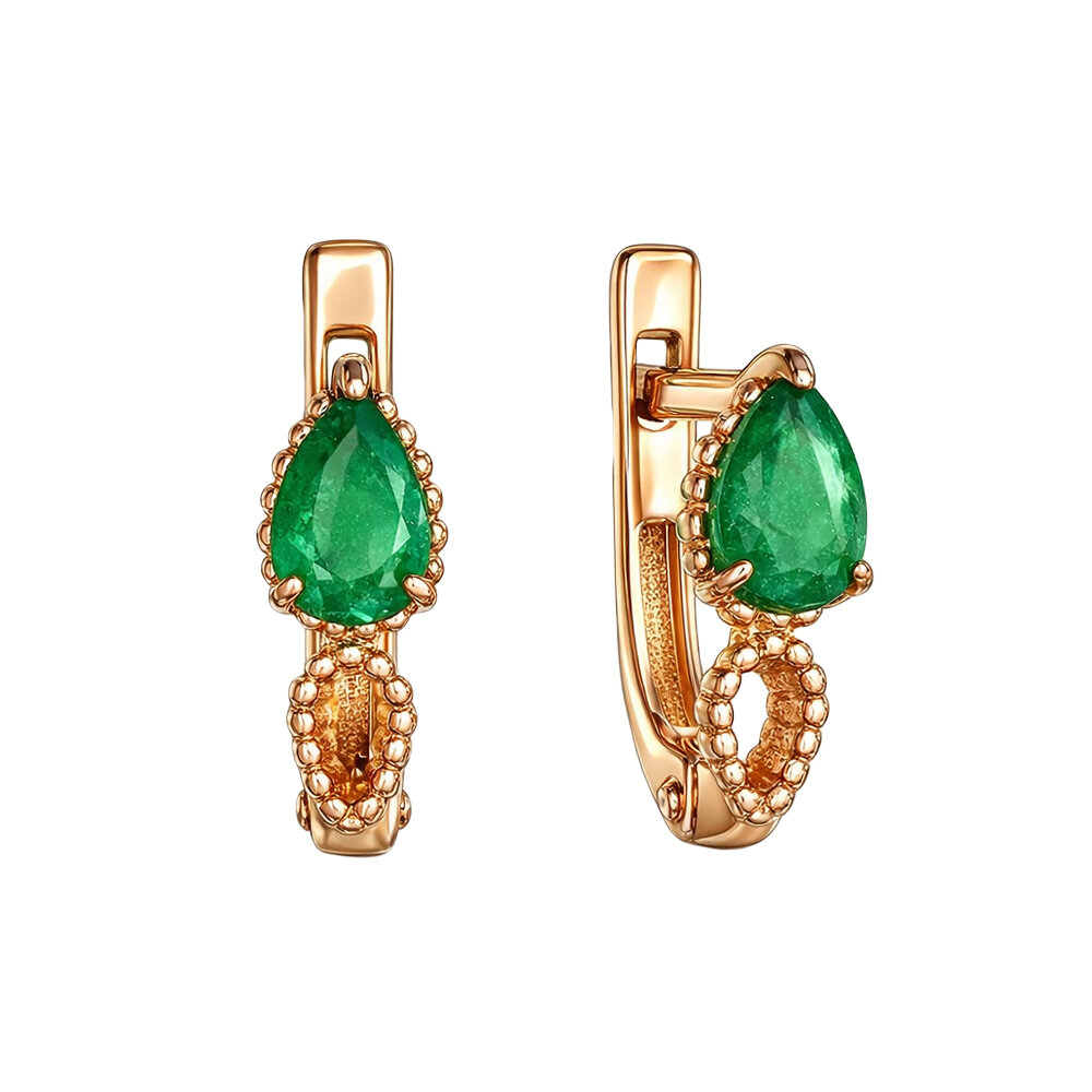 серьги из серебра, с изумрудами