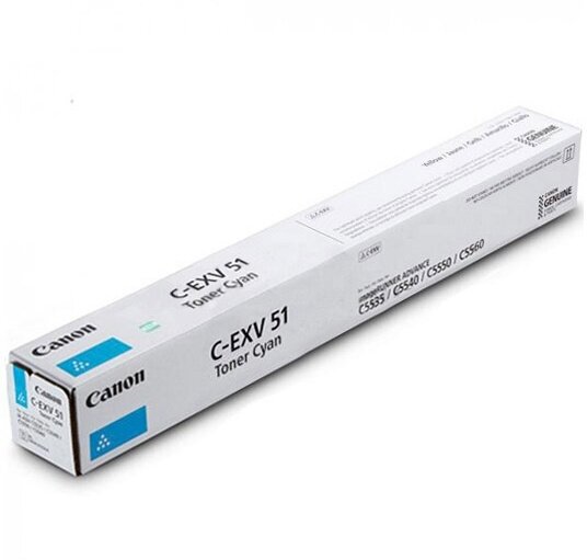 Тонер Canon C-EXV51C 0482С002 голубой туба для копира iR-ADV C5535/5535i/5540i/5550i/5560ii MFP