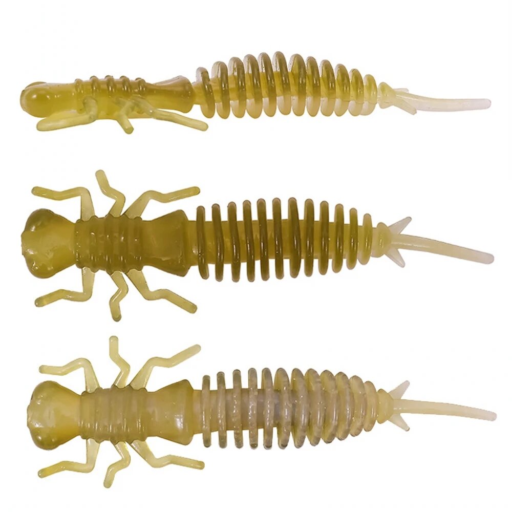 Силиконовые приманки-личинки стрекозы 55/75/100 мм 55mm 10pcs, Color K