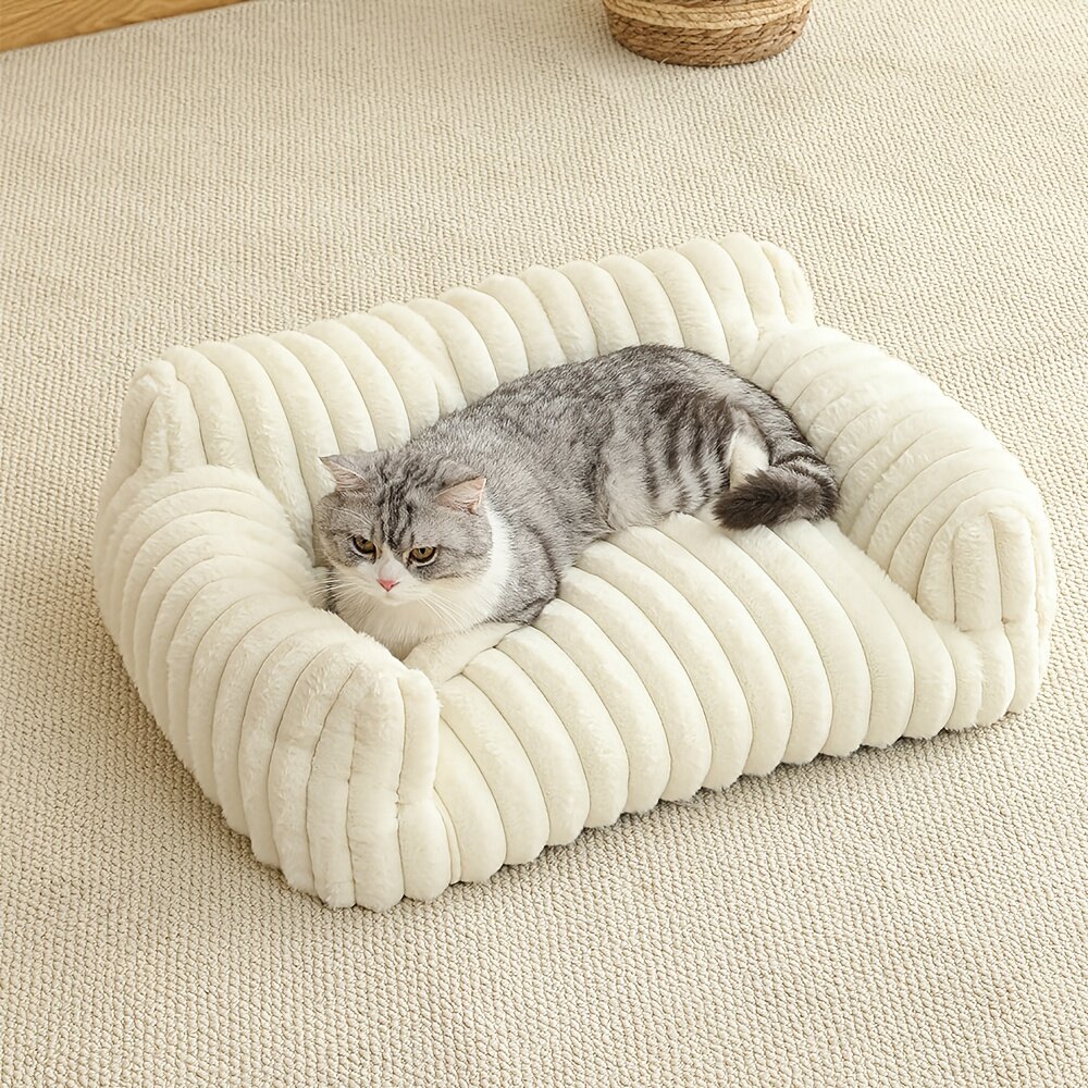Лежанка-диван для кошек, белый, размер маленький (18.9x14.17x7.87 дюйма)