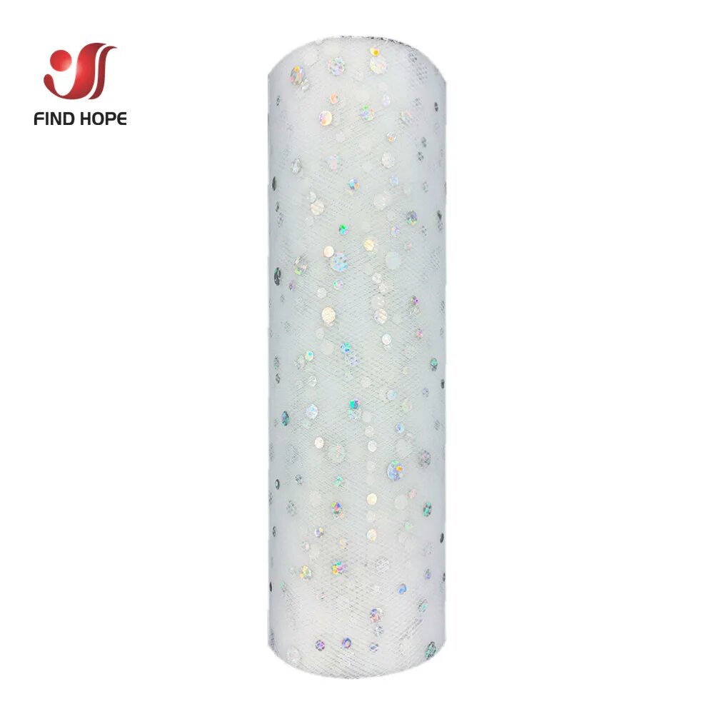 Радужный блестящий тюль 6 дюймов x 10 ярдов с пайетками Glitter Snow White